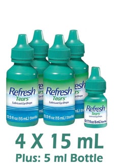 REFRESH Lubricant Eye Drops 5 Bottles Of Carboxymethylcellulose Sodium ...