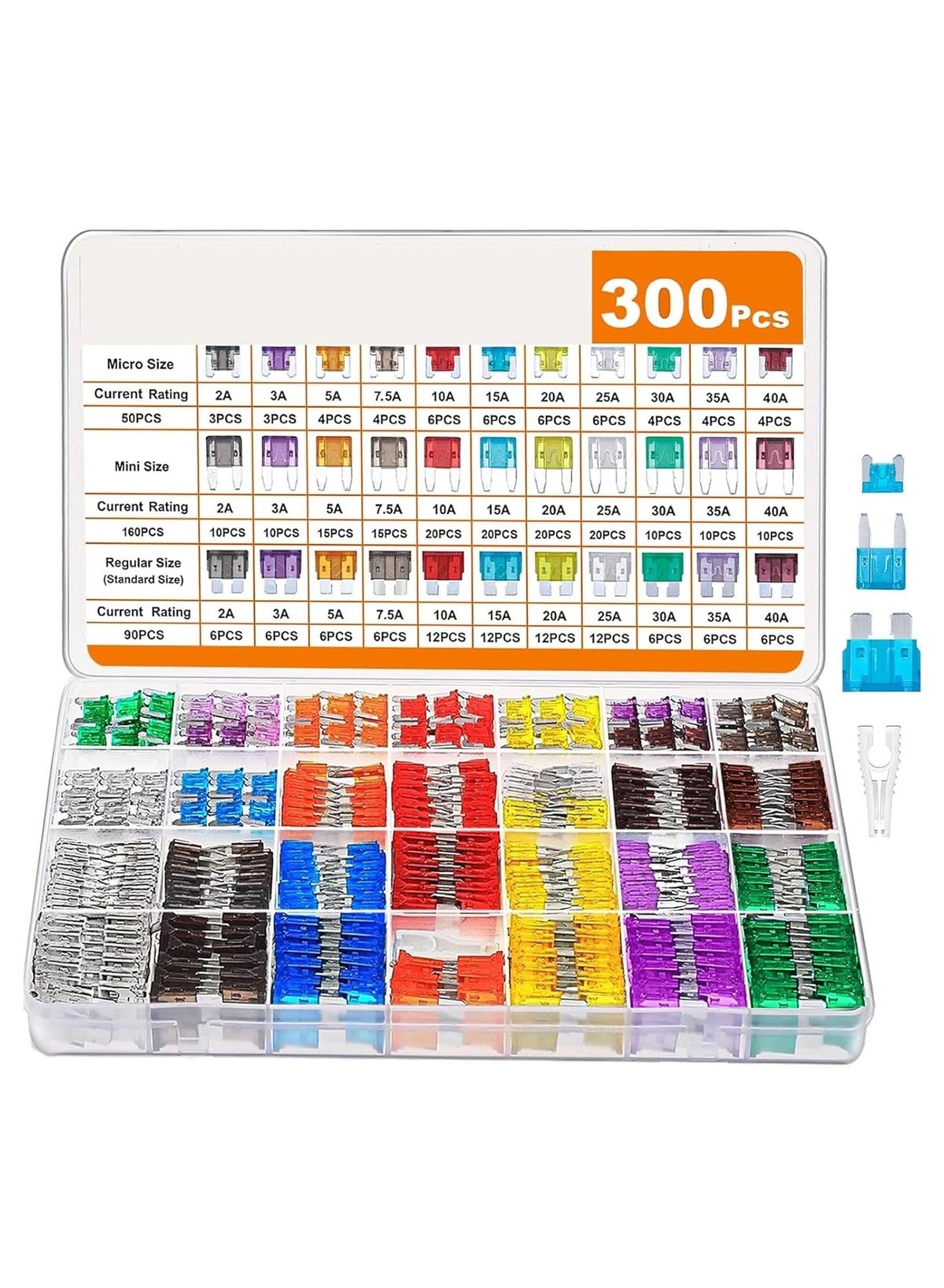 Generic 300Pcs Car Fuse Assortment Kit, 160 Mini Blade Fuses Automotive ...