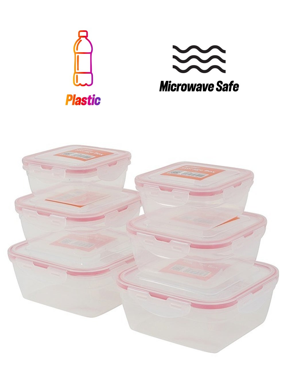 Yonovo Plastic Airtight Container Storage Box Set 6 Piece Storage ...