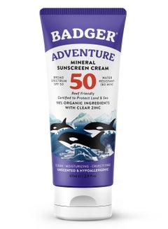 Badger Badger Mineral Sunscreen SPF 50 Zinc Oxide Sunscreen with 98% ...
