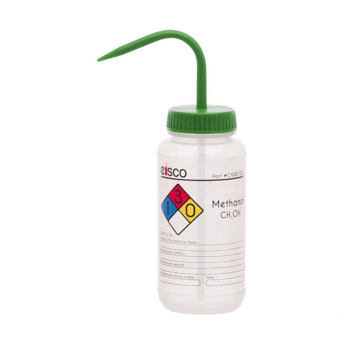 EISCO Wash Bottle for Methanol, 500ml - Labeled with Color Coded ...