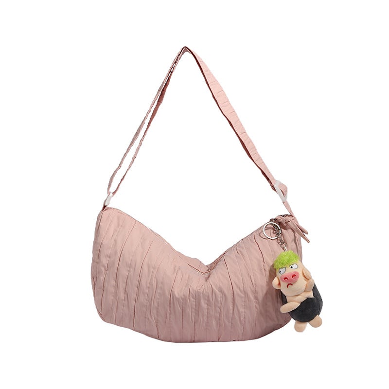 Generic 2024 Casual Literary Canvas Dumpling Bag Ins Simple Pleated ...