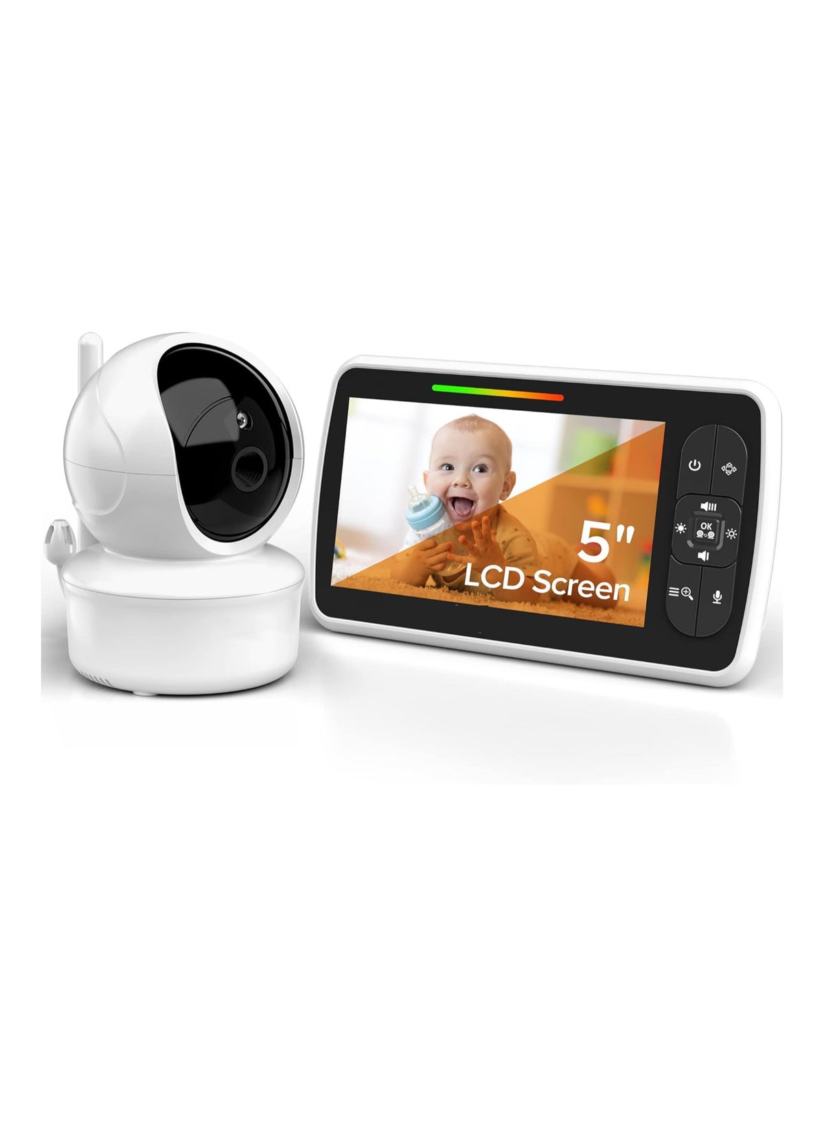 SYOSI Baby Monitor, 5” Large Display Video Baby Monitor with Remote Pan ...