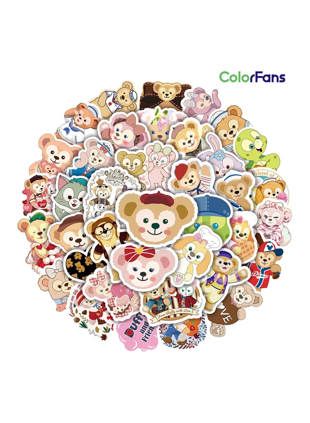Color Fans 50 Pcs Duffy Bear Waterproof Stickers Cute Cartoon Vinyl ...