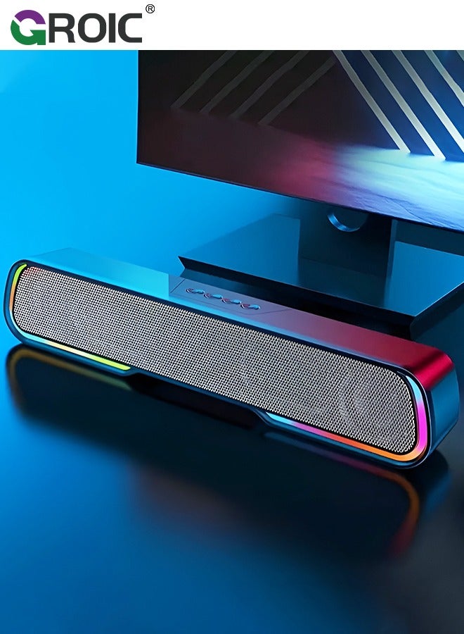 GROIC Computer Speaker Sound Bar, Wired & Wireless Bluetooth 5.0 ...