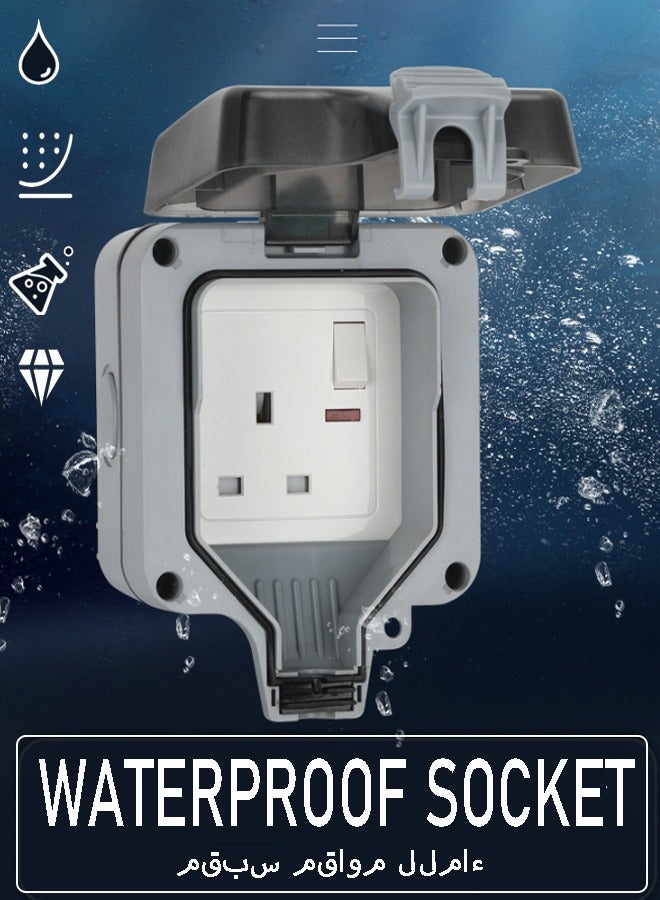 Generic Weatherproof Outdoor Socket, Double Waterproof Switched Power ...