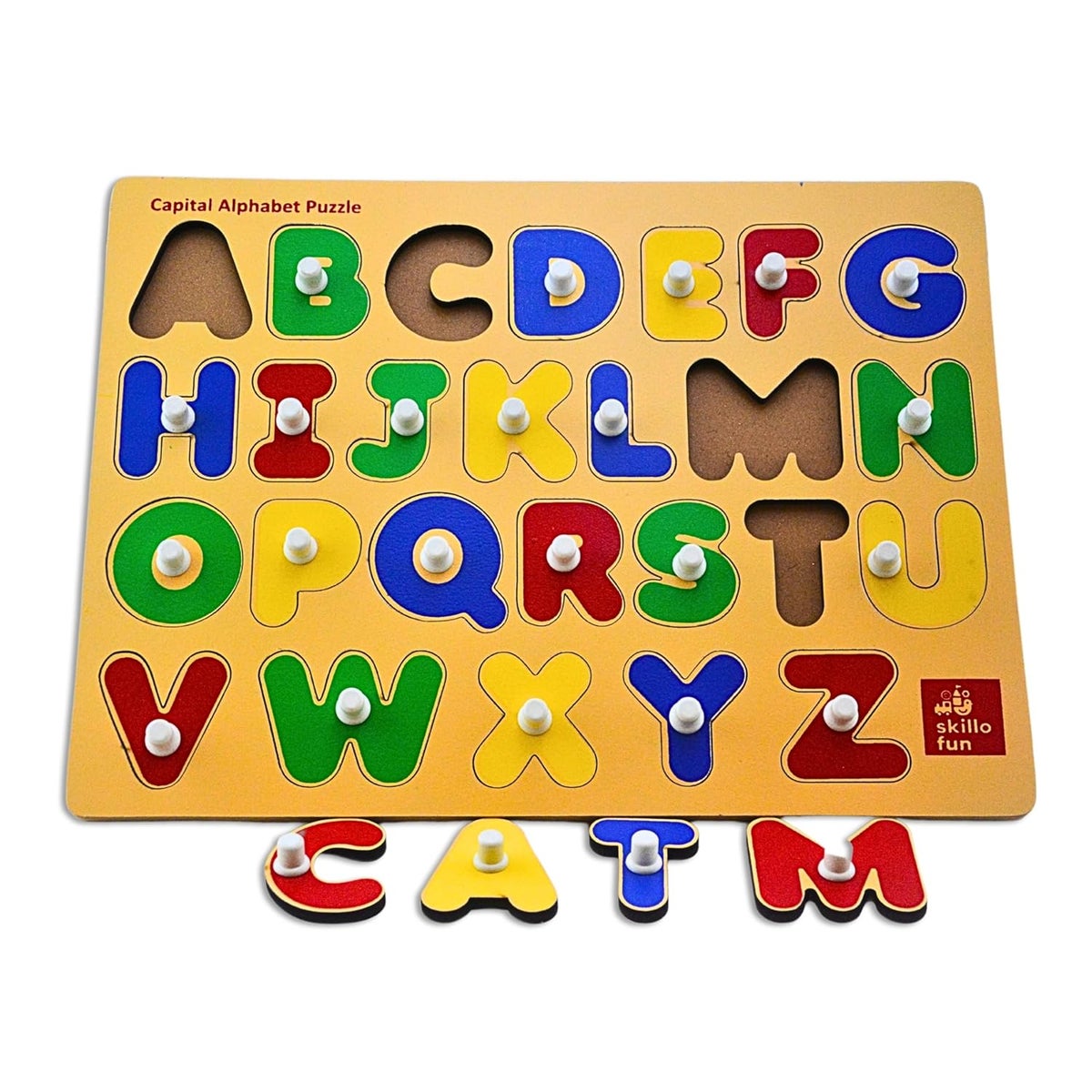 Skillofun Wooden Alphabet ABCD Learning Tray, Develops Problem-Solving ...