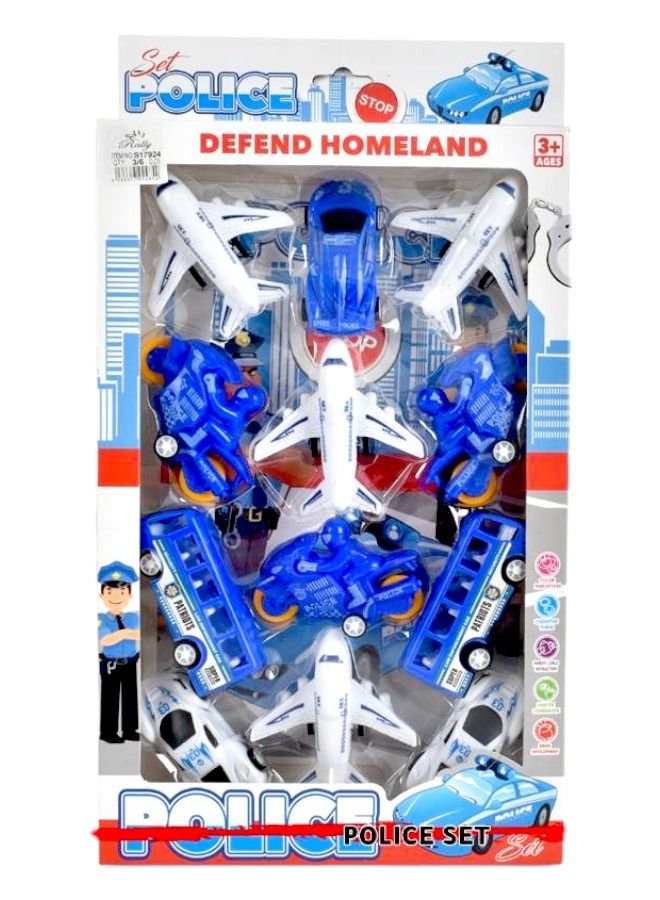 Homeland Police Car & Airplane Set of 12pc Toy Vehicle Playset for kids ...