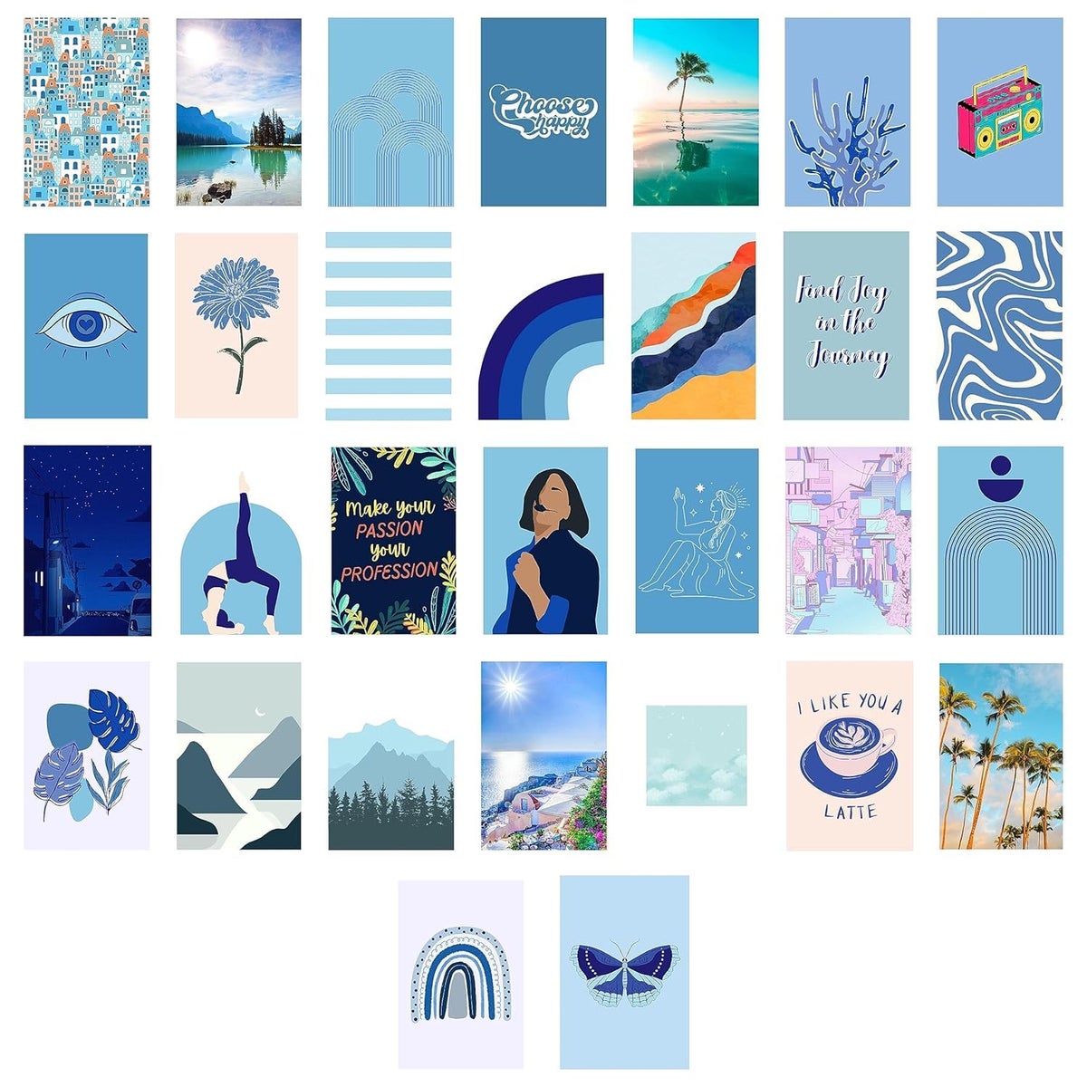 Generic Blue Collection Posters | Set of 30 | 4x6 inch each | Wall ...