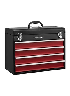 LAWAZIM 4-Drawers Tool Box with Handle -Black- Portable Tool Storage ...