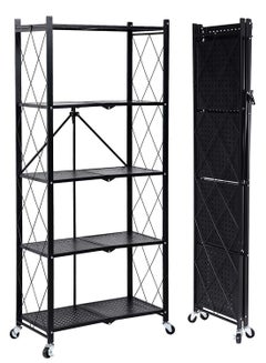 EqiEch 5-Tier Collapsible Storage Rack With Wheels Large Capacity ...