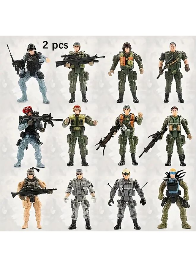 Generic Military Action Figure Set 2 Dolls With 2 Weapons Dynamic Pose ...