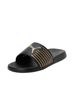 PUMA Puma unisex-adult Geo Black-Metallic Gold Slide Sandal - 8 UK ...