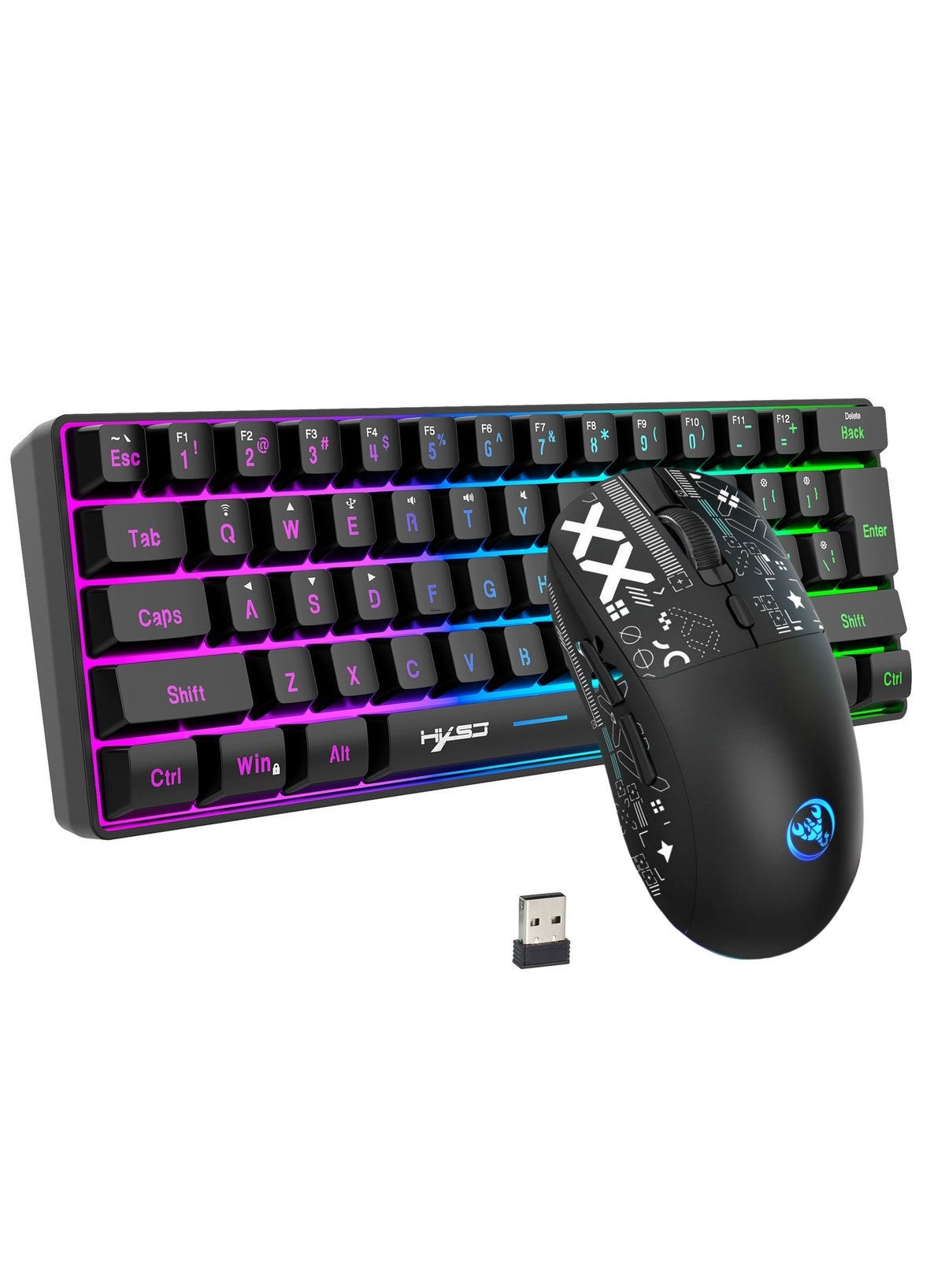 HXSJ L500 Wired/Wireless/Bluetooth Tri Modes Gaming Keyboard and T90 ...