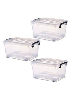 Generic 3 Stackable Storage Boxes Size 42L with Lid, Wheels, and ...