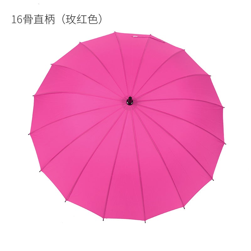 Generic 16-Bone Plain Rainbow Umbrella Long Handle Straight Umbrella ...