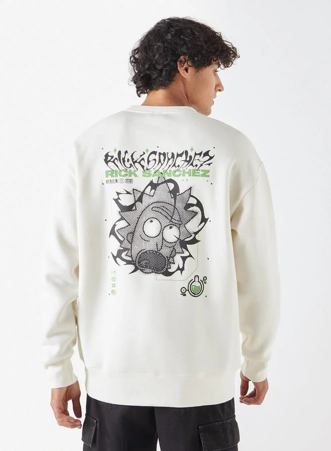 SP Characters Rick Sanchez Print Sweatshirt with Long Sleeves for Men ...