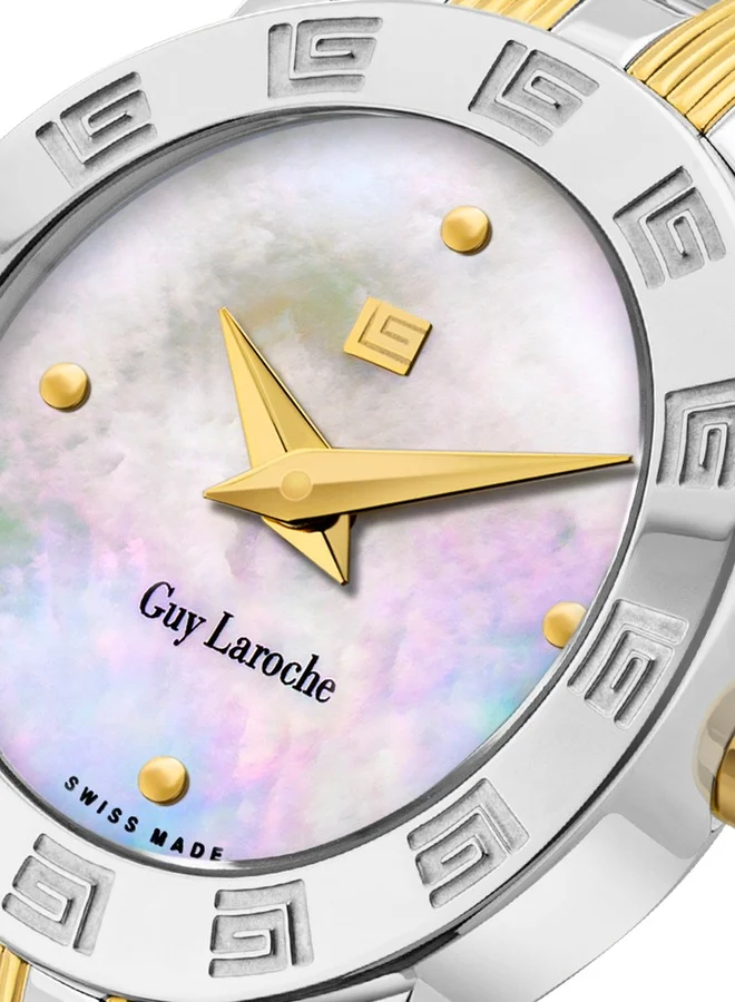 Guy Laroche Silver/Yellow Gold Alex White Mother-of-pearl Dial Silver ...