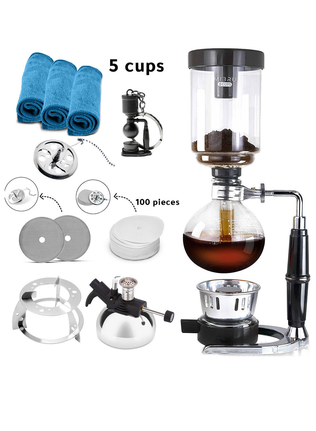 MIBRU Coffee and tea set 9 in 1 syphon maker 5 cups | Best Price KSA ...