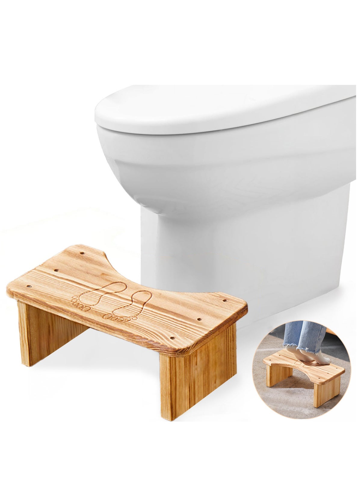 XiuWoo Portable wood Toilet Stool, Healthy Squatting Posture Stool ...