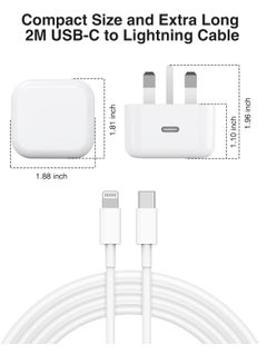 Generic iPhone 13 Charger Plug and Cable, 20W USB C Plug with USB C ...