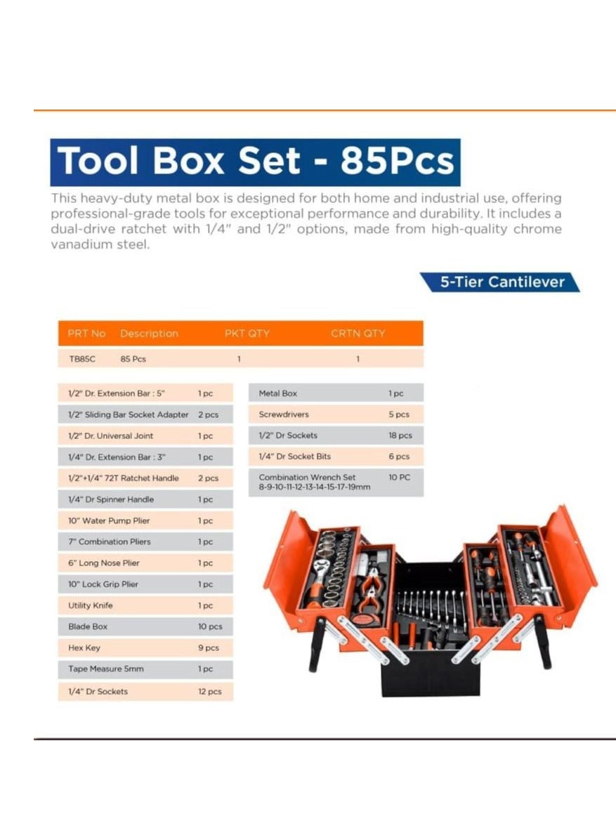 Clarke Tool Box Set 85 Pcs This heavy-duty metal box is designed for ...