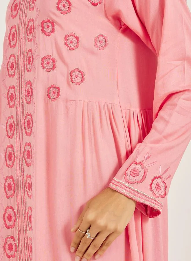 Maxim Creation Embroidered Sweetheart Neck A-Line Kaftan by Styli for ...