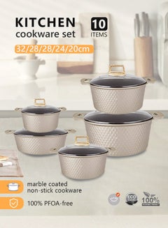 HK 10-Piece Kitchen Cookware set, Casserole Set And Frying Pan With Non ...