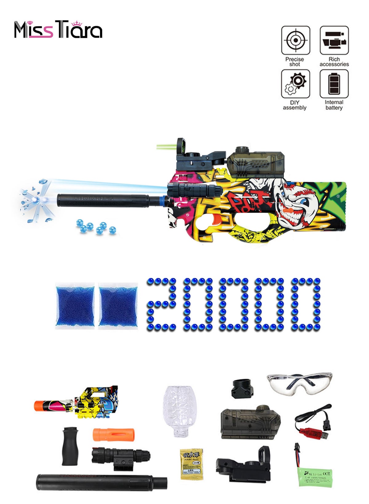 MissTiara WEIHUI Electric Blast Safe Water Gun P90 Adult and Kids ...
