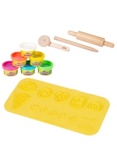 roba Play-Doh 3D Creative Play Set w/ Silicone Mat 30x14.5 cm, Wooden Tools & 6 Colors Non-Toxic ...