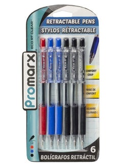 Promarx Eco Rt Clear Barrel Semiretractable Ballpoint Pens With Comfort ...