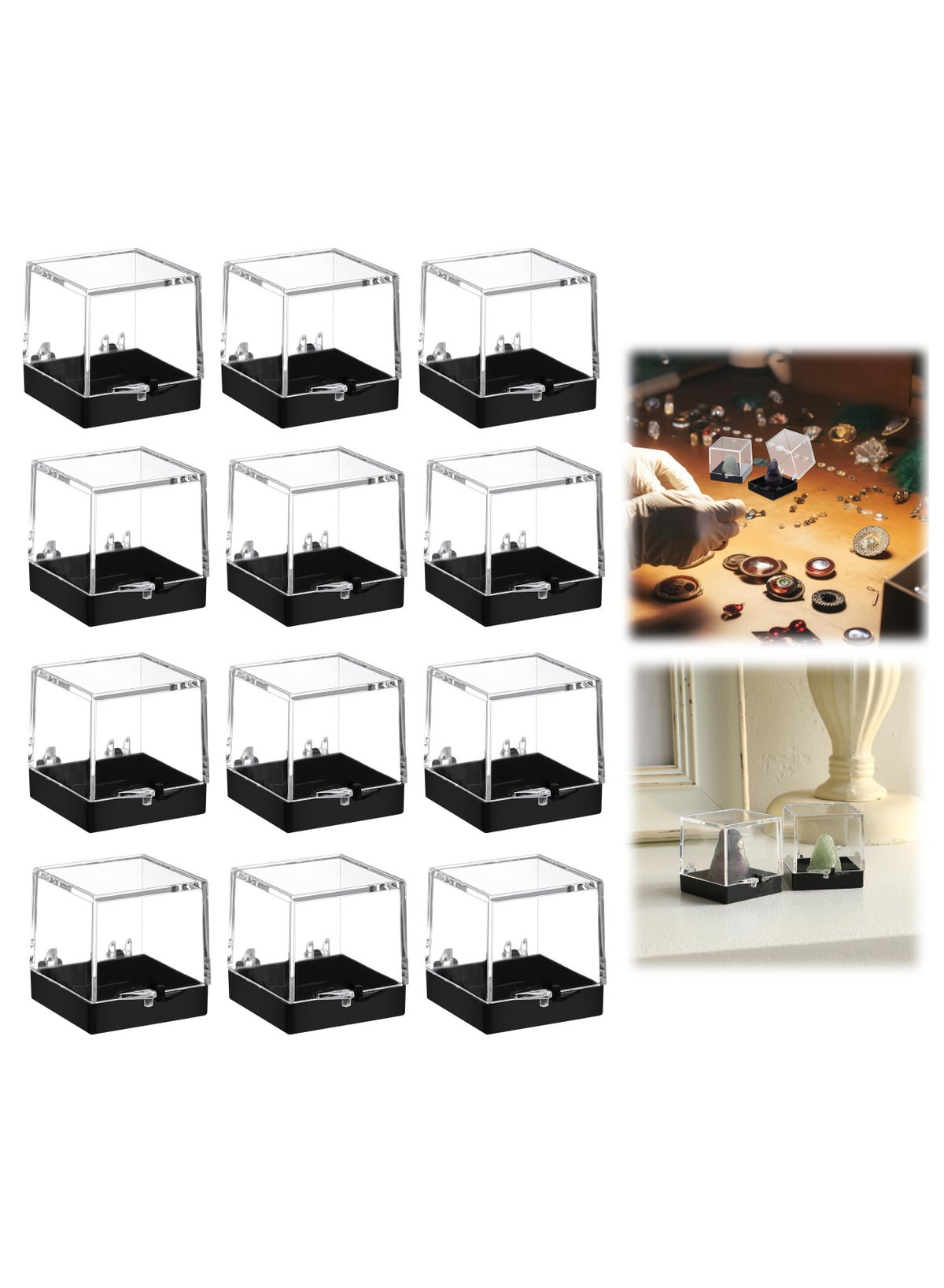 SYOSI 12 Pcs Mineral Standard Display Box Acrylic for Clear Jewelry ...