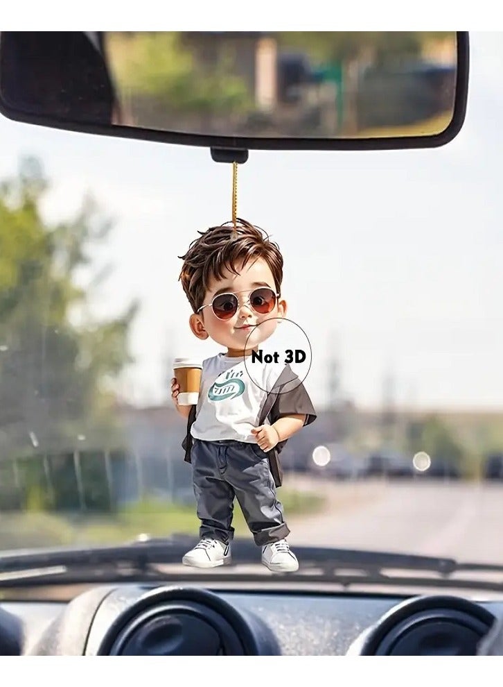 Beauenty Cute Child Car Mirror Hanging Ornament and Keychain ...