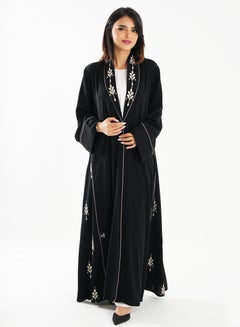 Rosette Abaya Stylish French cut with elegant embroidery details | Best ...