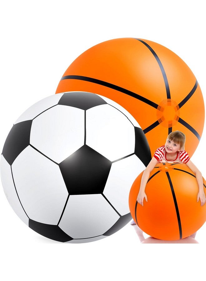 Lewtemi 2 Pcs 27 Inch Giant Inflatable Sports Balls Large Inflatable ...
