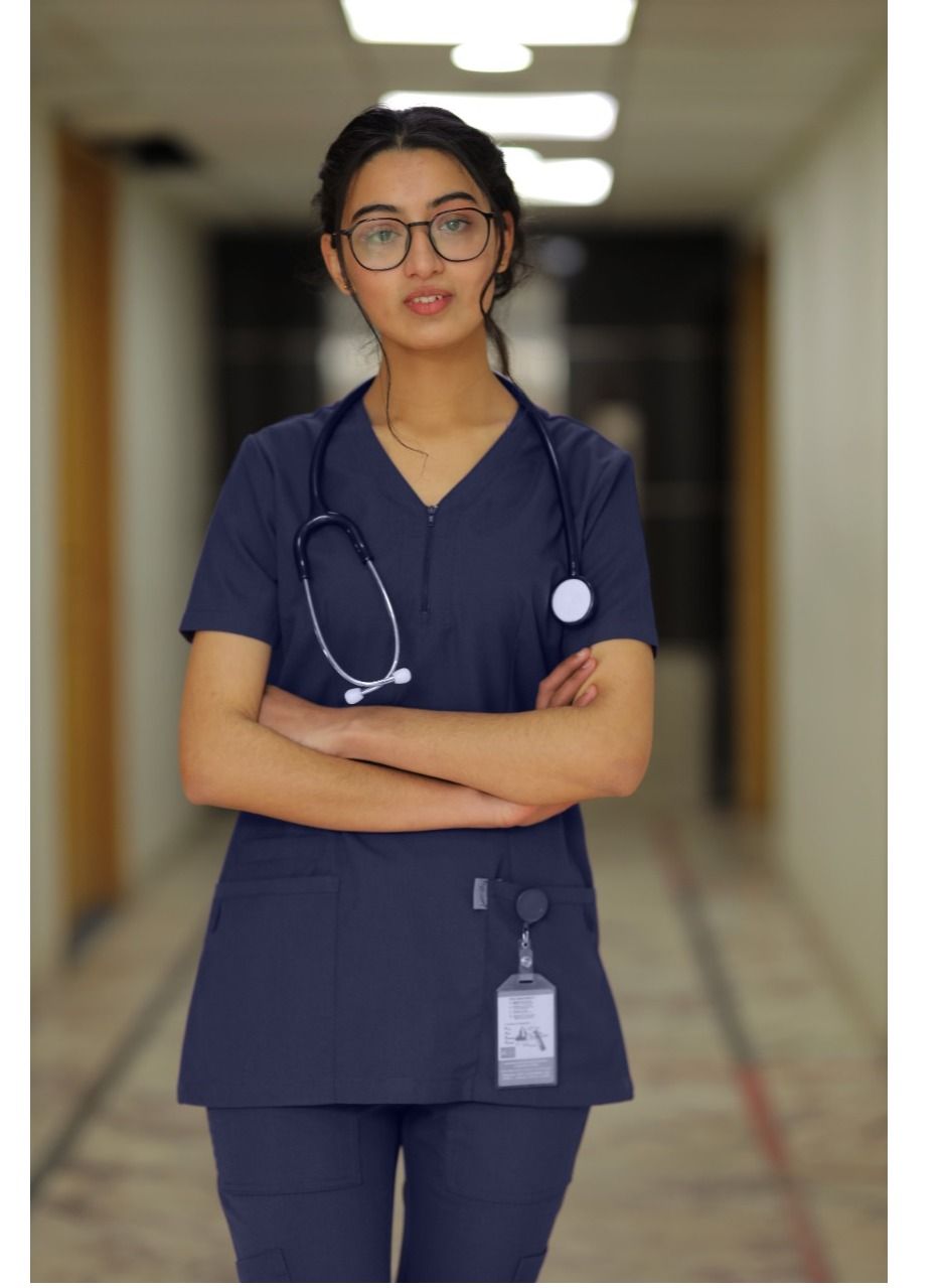 SPACEDOUT Medical Scrub Set | Unisex V Overlap Neck OSLO Style Scrub ...