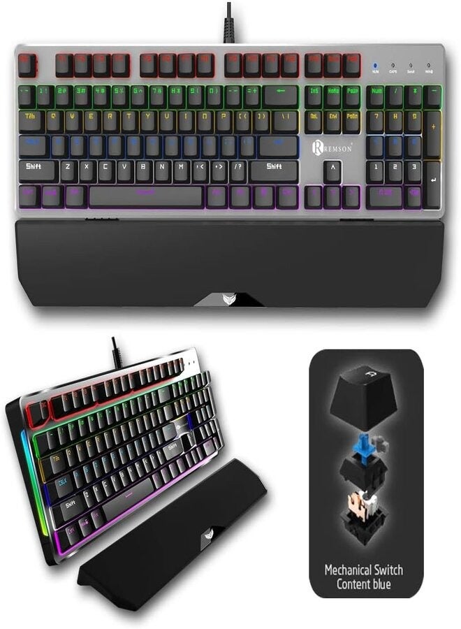 Remson Remson K30 RGB Gaming Mechanical Keyboard 104 Keys Blue Switches ...