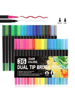 Swift 36 Pcs Dual Tip Brush Markers Pens for Coloring, Fine Art Markers ...