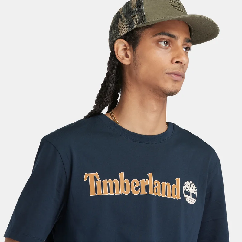 Timberland Blue Men's Linear Logo T-Shirt for Men | Best Price KSA