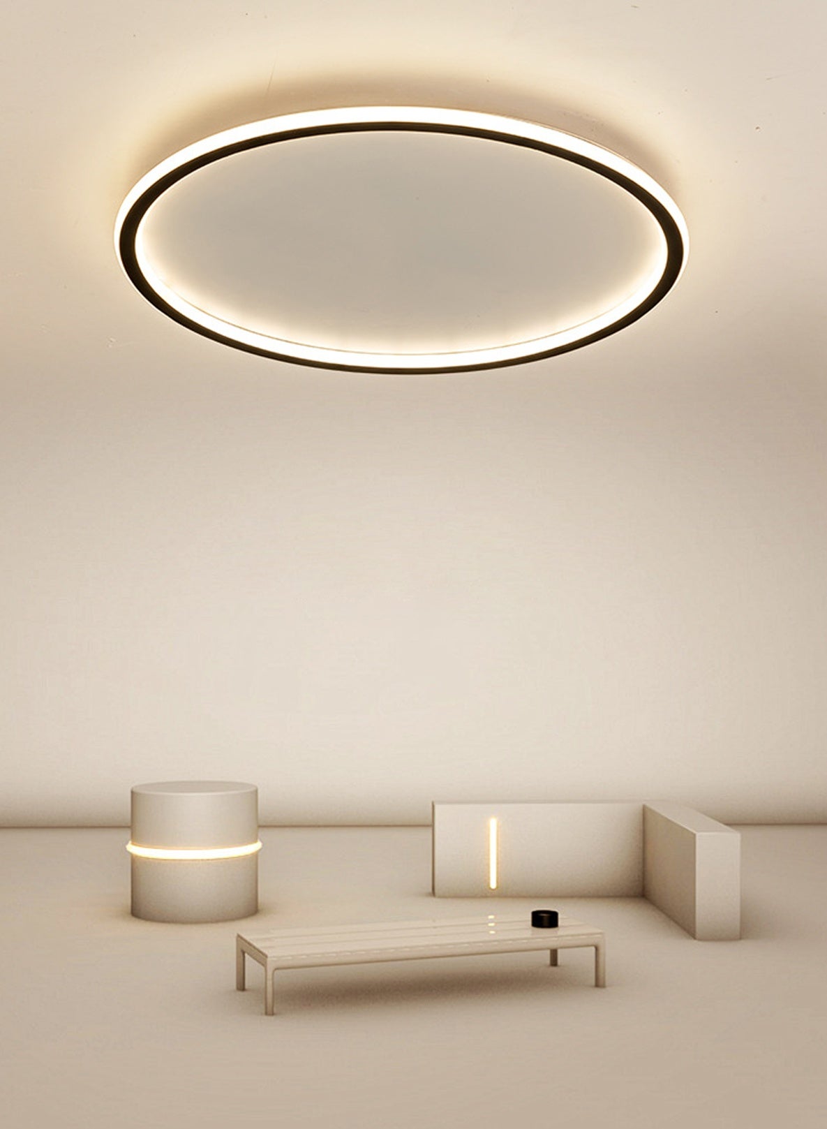 LOOPITYS Minimalist bedroom LED ceiling light (diameter 50cm, three ...