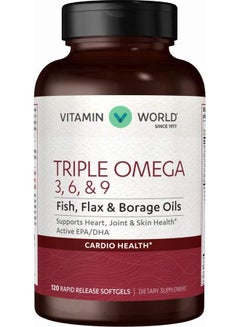 VITAMIN WORLD Triple Omega 369 Fish Flax And Borage Oils Active Epa Dha ...