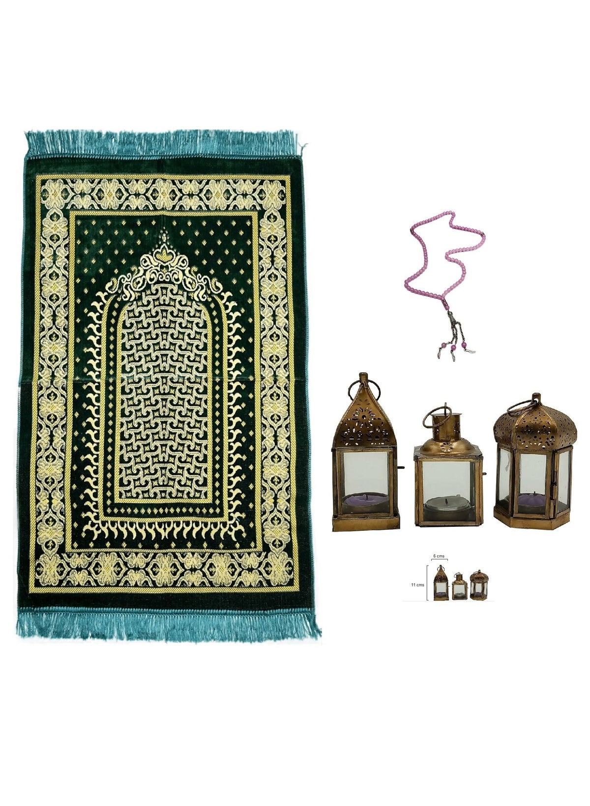 Souq DESIGNS Prayer Mat Islamic Set with Tasbih Beads and Lantern Gifts ...