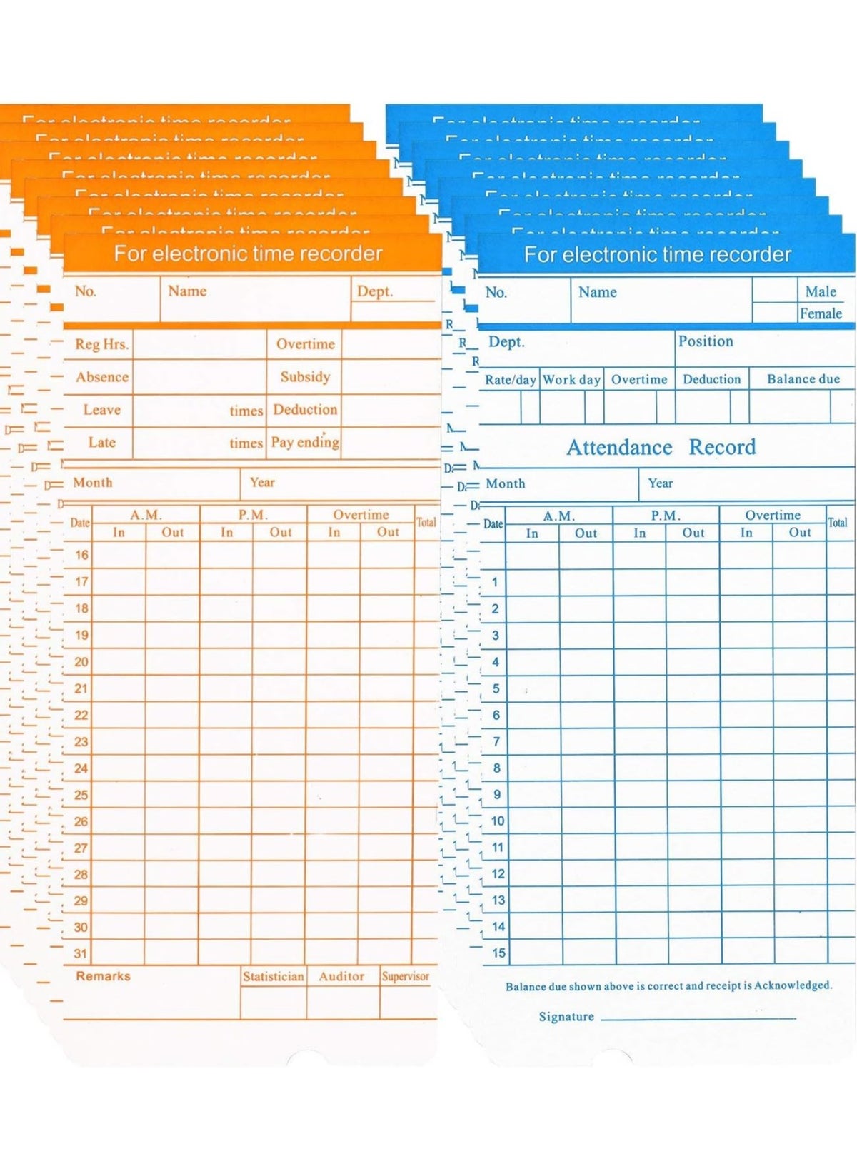 Terabyte 200PCS Time Cards for Employees – 2 Sided Time Cards for ...