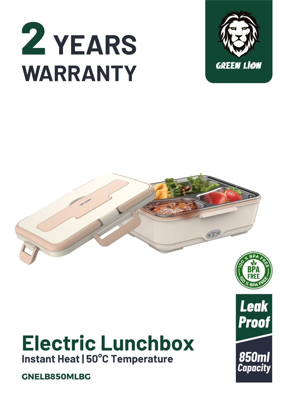 GREEN LION GLB-05 Electric Lunchbox 850ml / Removable Inner Container ...