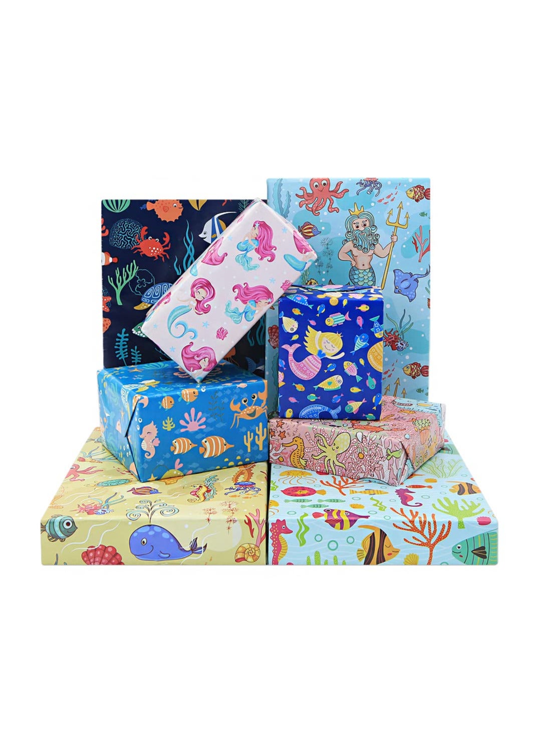 Generic Ocean Mermaid Cartoon Gift Wrapping Paper for Kids - 8 Folded ...