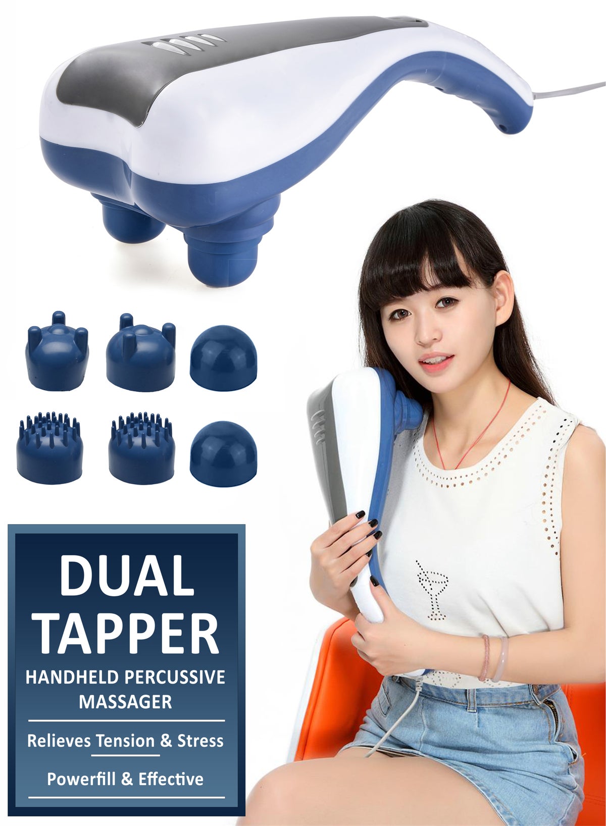 Generic Electric Dual Head Massager Powerful Double Head Full Body ...