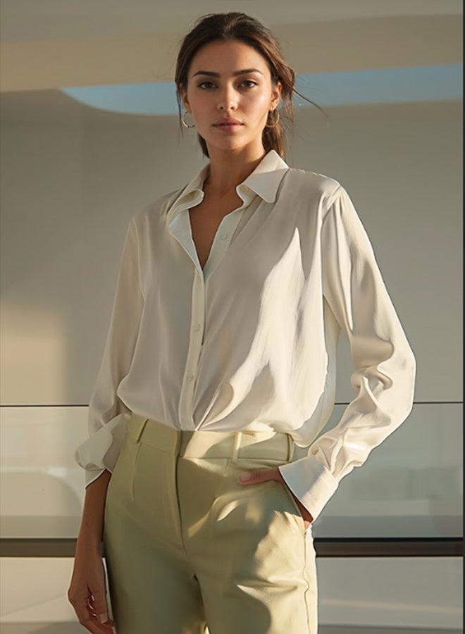 trendyol Ecru Premium Oversize/Creature Satin Woven Shirt TWOAW24GO00089 | Best Price Egypt ...