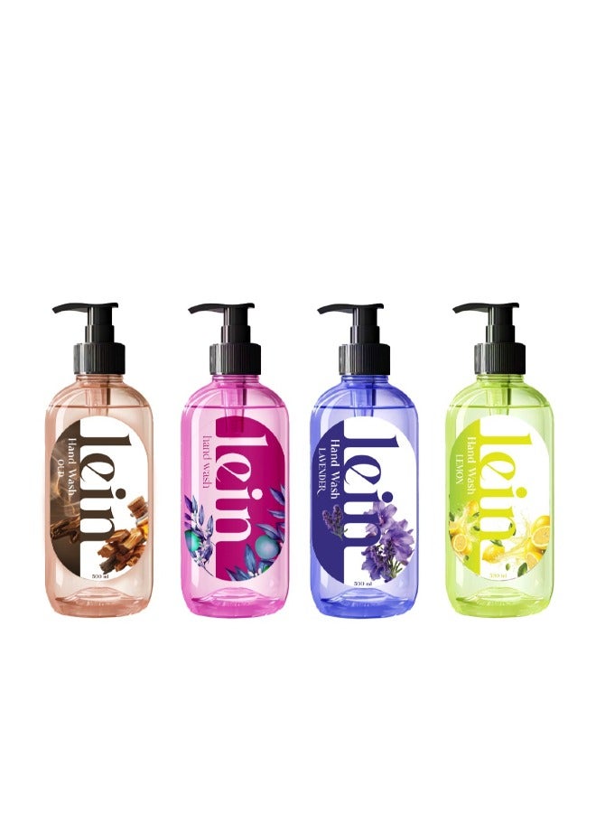 lein lein Hand Wash Lavender, Lemon, Rose and Oud scent 500ml X 4 ...