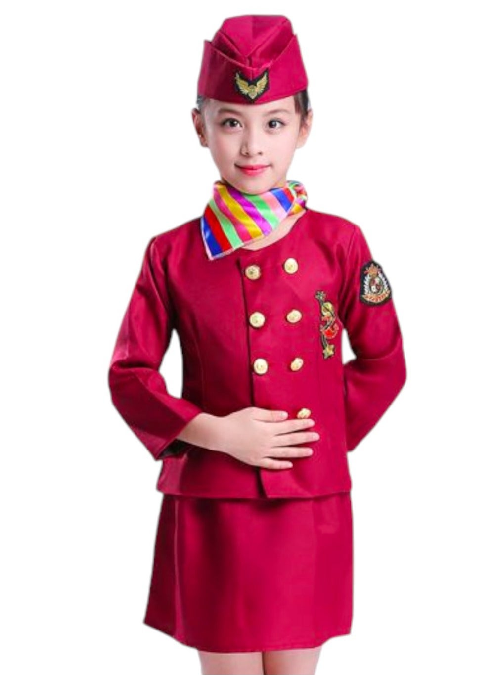 Generic Girl Costume Cabin Crew Air Hostess Costume For Kids 3 to 8 ...