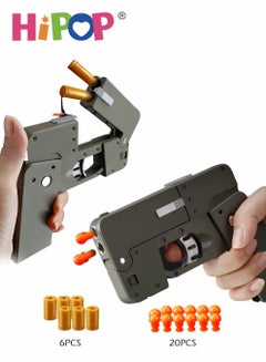HIPOP Foldable Gun Toy Shooting Game Toy with Eva Soft Bullet, Kids Toy ...